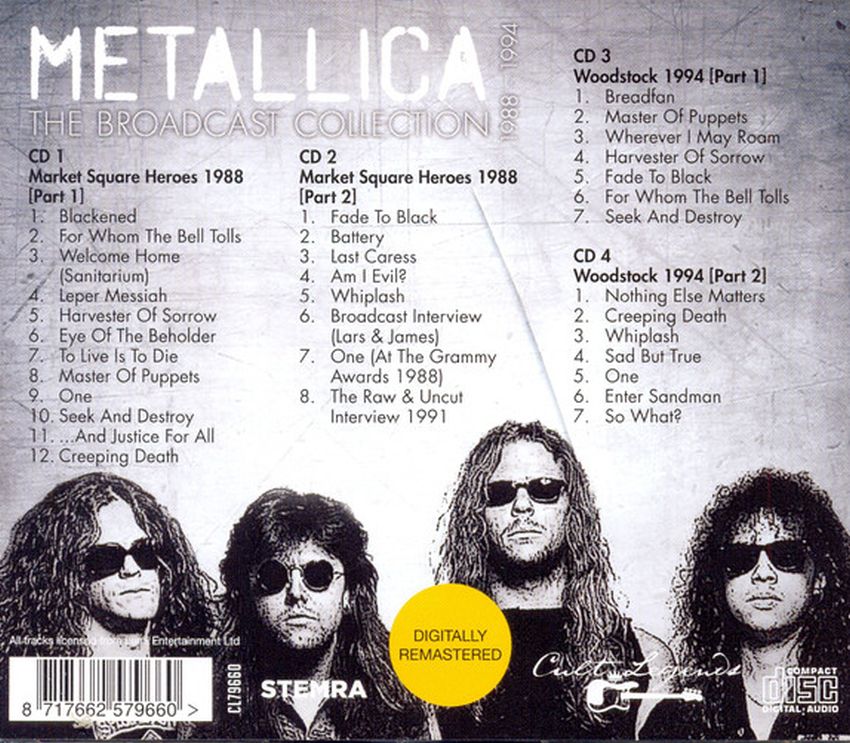 Metallica The Broadcast Collection 1988 1994 Dubman Home